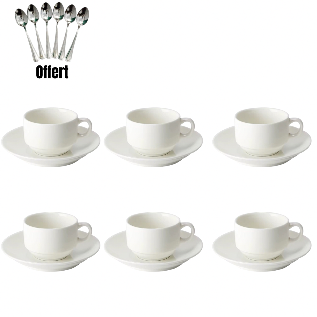 Tasse sous tasse en porcelaine plus cuillère offert